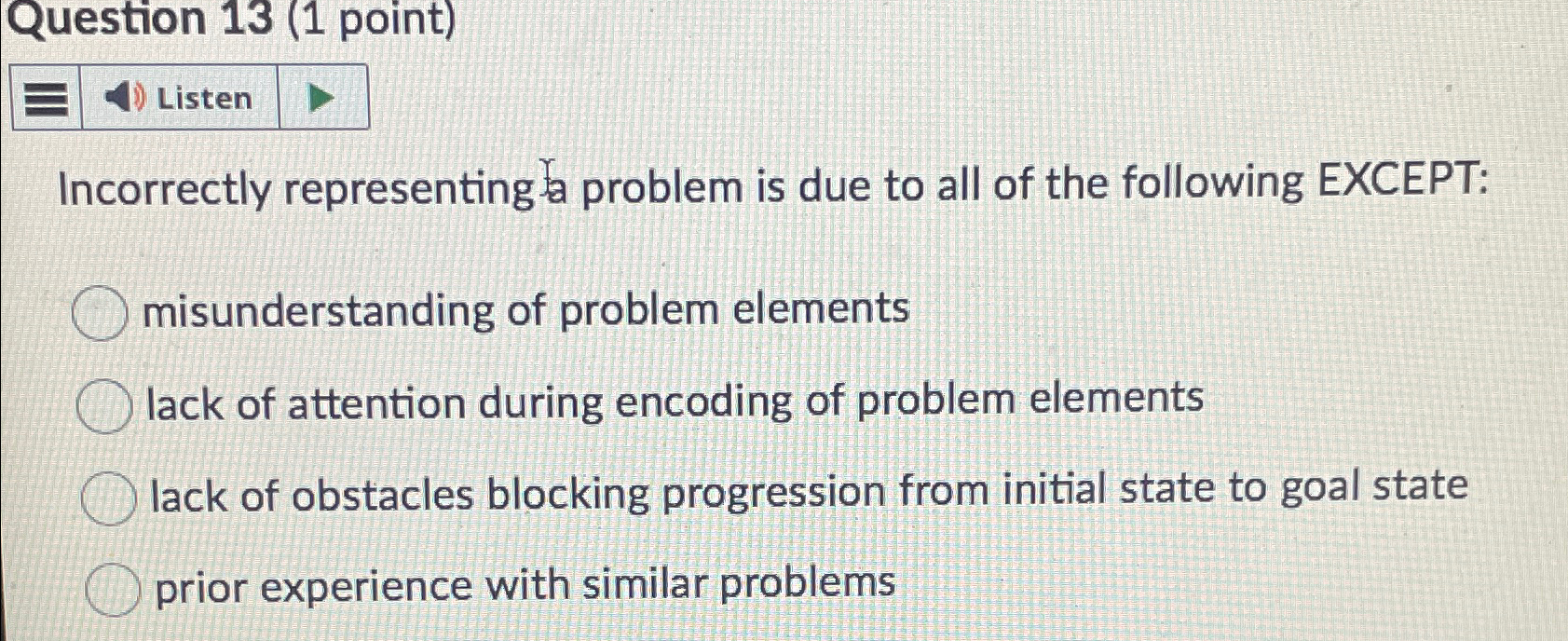 Solved Question 13 (1 ﻿point)Incorrectly representing fa | Chegg.com