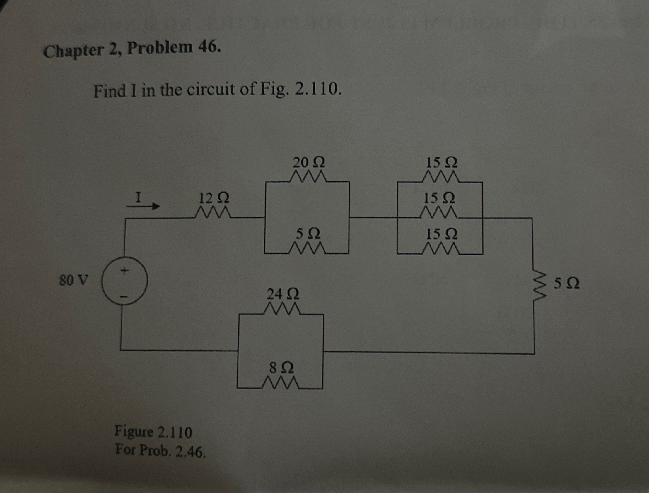 Chapter 2, ﻿Problem 46.Find I in the circuit of Fig. | Chegg.com