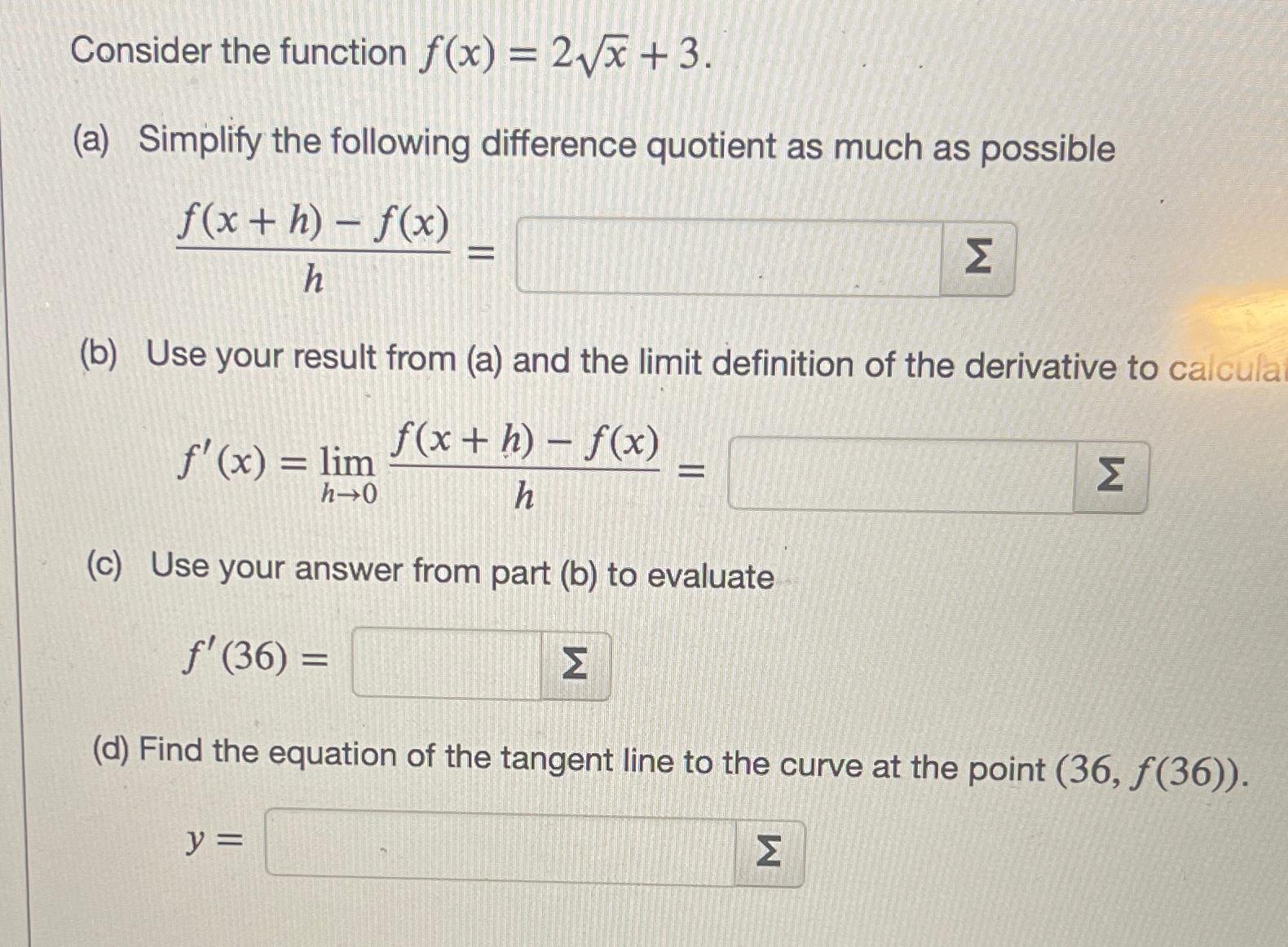 Solved Consider the function f(x)=2x2+3(a) ﻿Simplify the | Chegg.com
