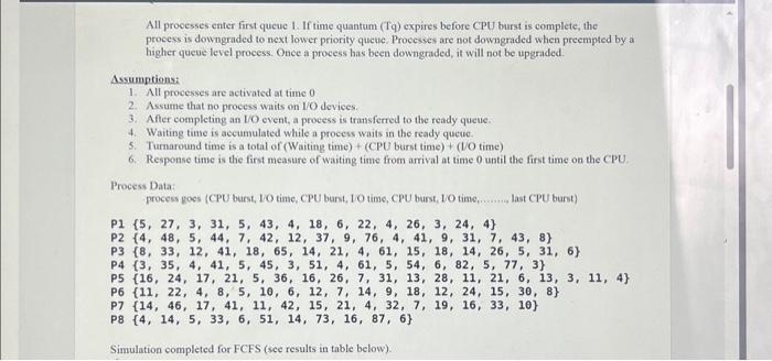 Solved Write A Non Preemptive Fcfs First Come First Serve 7686