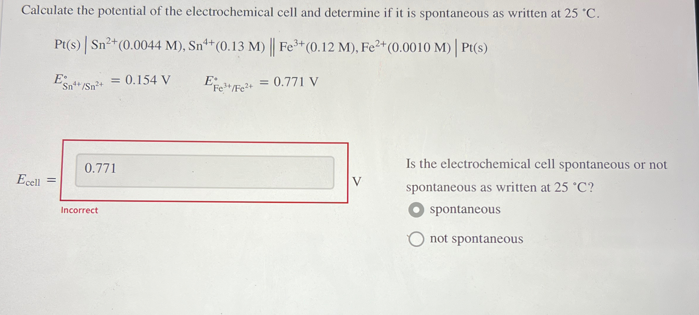 Solved Calculate the potential of the electrochemical cell | Chegg.com