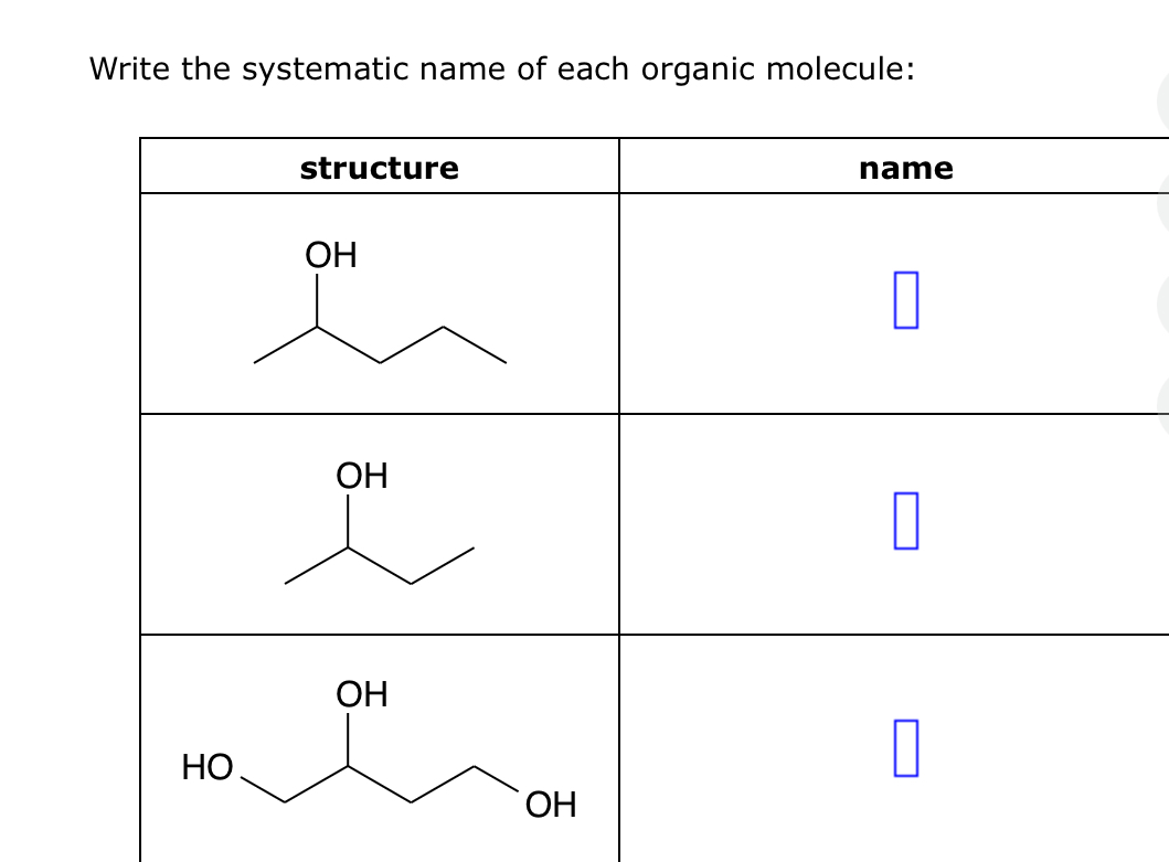 Write the systematic name of each organic molecule: | Chegg.com