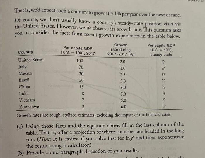 1. Growth rates in the Solow framework: By | Chegg.com
