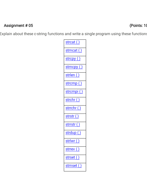 Solved Assignment #05 (Points: 10 Explain about these | Chegg.com