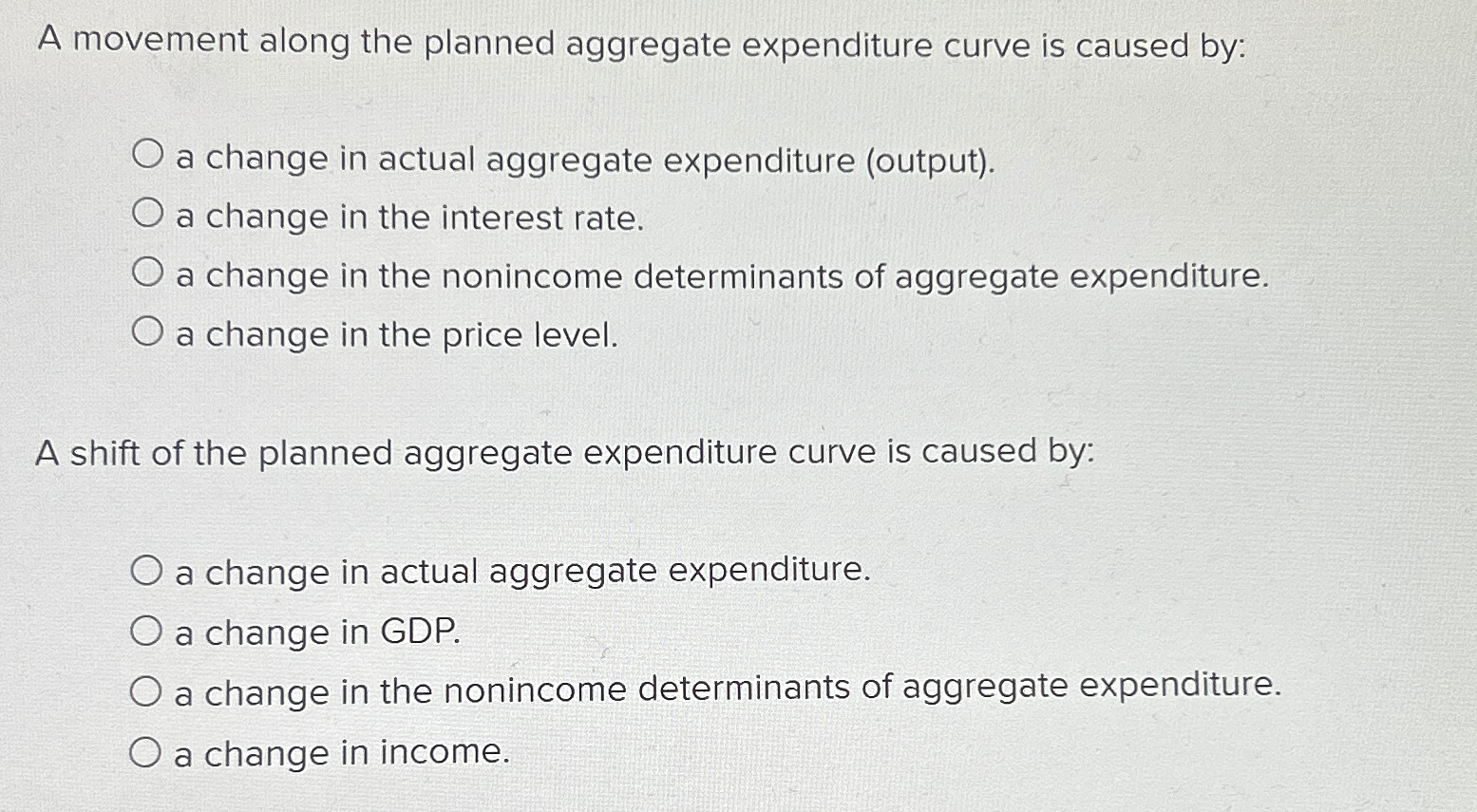 Solved A movement along the planned aggregate expenditure | Chegg.com