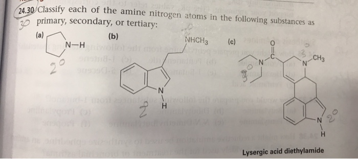 Solved 24.30 Classify each of the amine nitrogen atoms in | Chegg.com