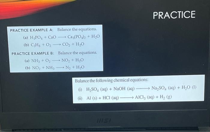 Solved PRACTICE EXAMPLE A: Balance the equations. (a) | Chegg.com