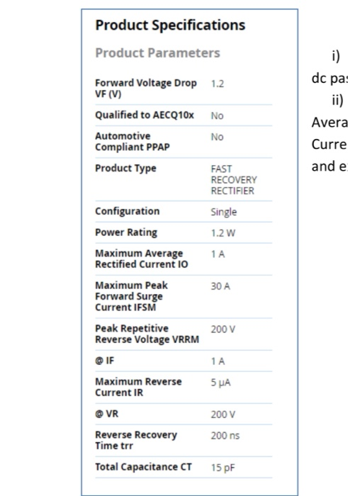 Solved The following table is the product specification of a | Chegg.com