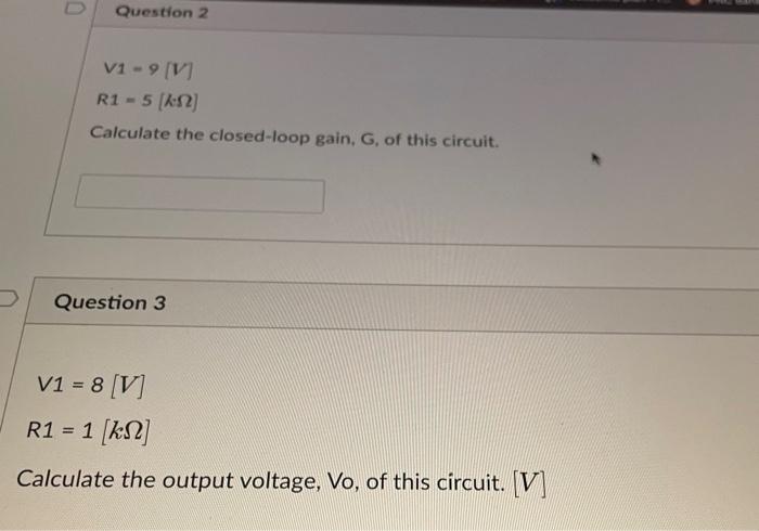 Solved Given V1[V],R1[kΩ], determine expressions for | Chegg.com