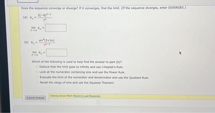 Solved Does the sequence converge or diverge? If it | Chegg.com