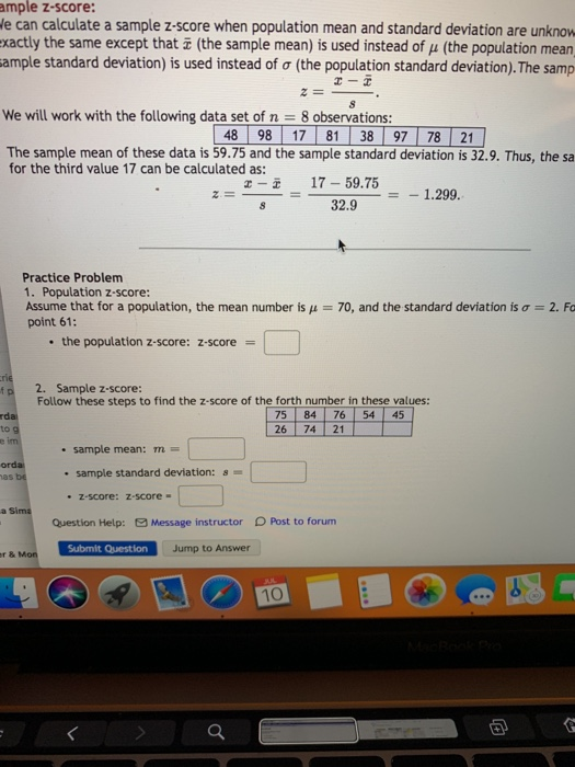 Solved ample Z-score: We can calculate a sample z-score when | Chegg.com