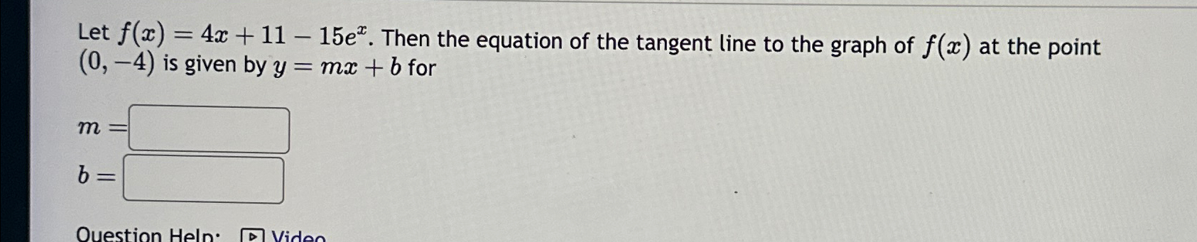 Solved Let f(x)=4x+11-15ex. ﻿Then the equation of the | Chegg.com
