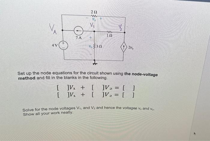 Solved Set up the node equations for the circuit shown using | Chegg.com