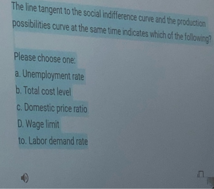 Solved The line tangent to the social indifference curve and | Chegg.com