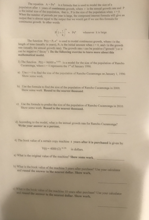 Solved The equation A-Pet is a formula that is used to model | Chegg.com