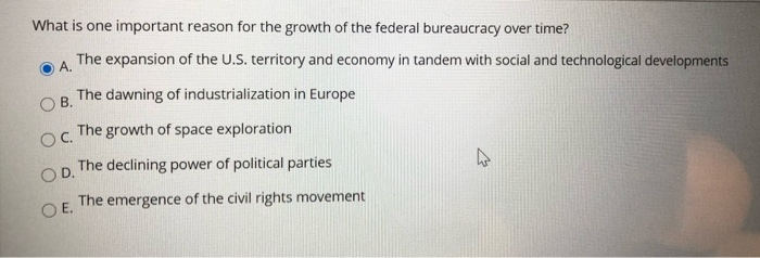 Solved A What is one important reason for the growth of the | Chegg.com