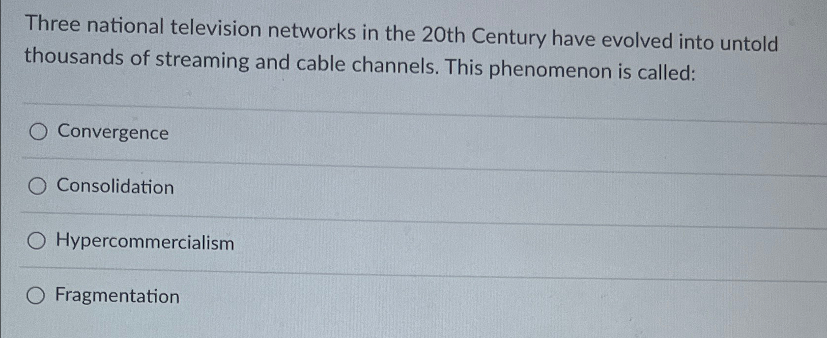 Solved Three national television networks in the 20th | Chegg.com
