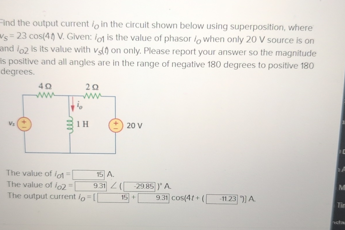 Solved -ind the output current iO ﻿in the circuit shown | Chegg.com