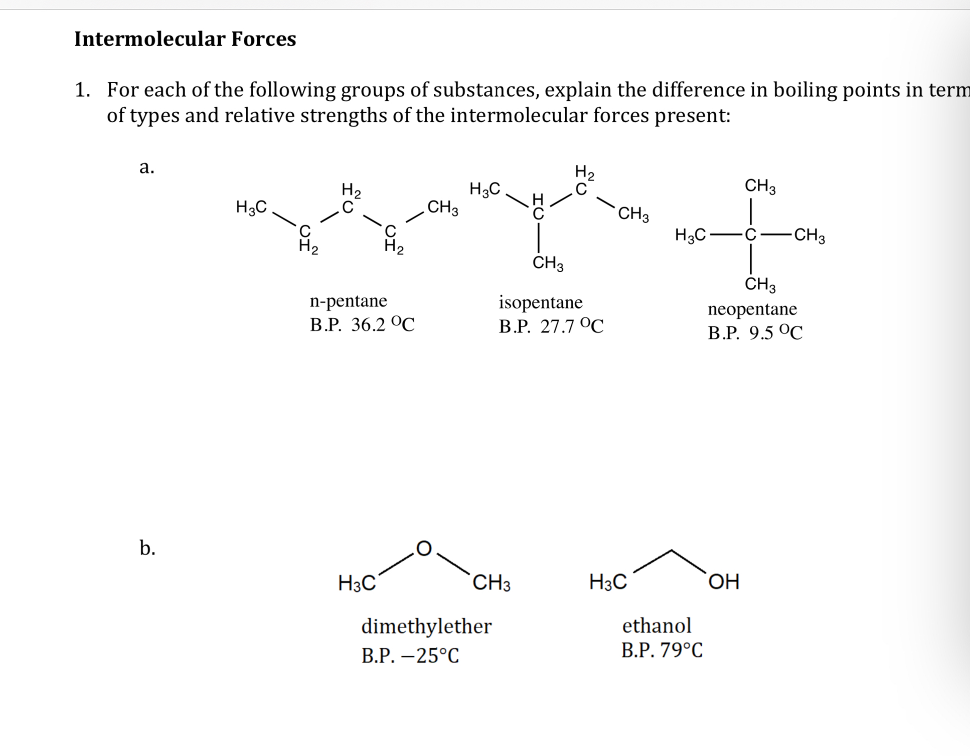 Solved Intermolecular ForcesFor each of the following groups | Chegg.com