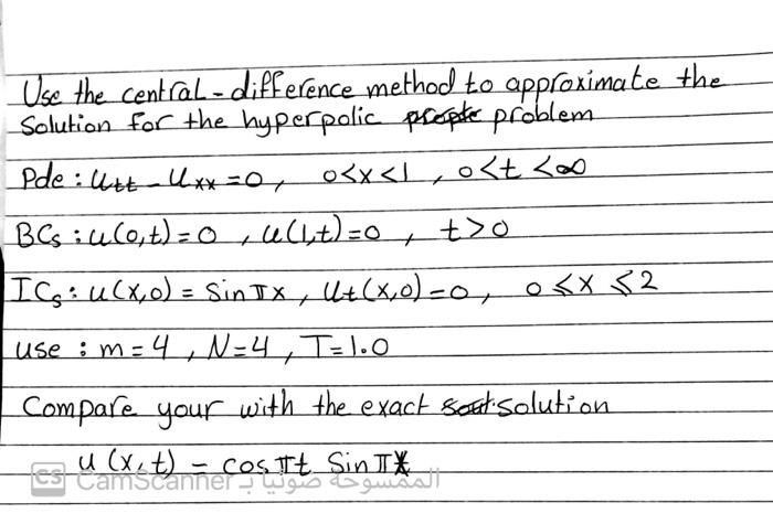 Solved use the central difference method to apprximate the | Chegg.com