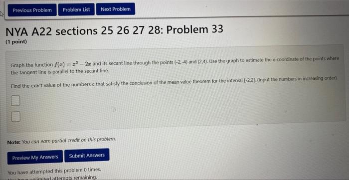 Solved Graph the function f(x)=x3−2x and its secant line | Chegg.com
