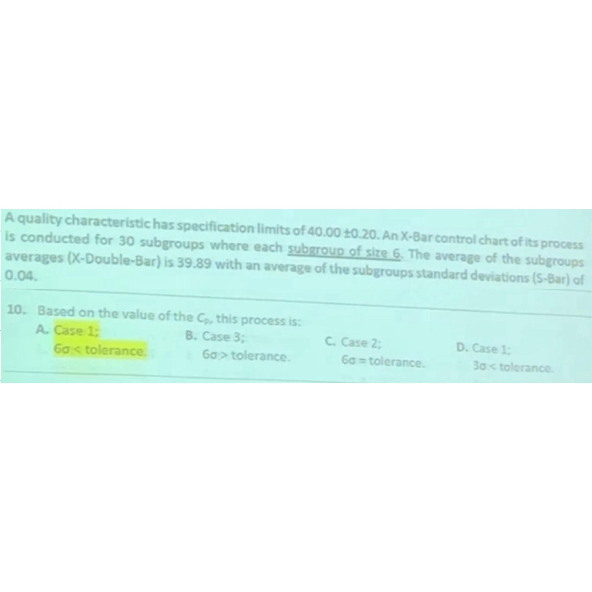 Solved A quality characteristic has specification limits of | Chegg.com