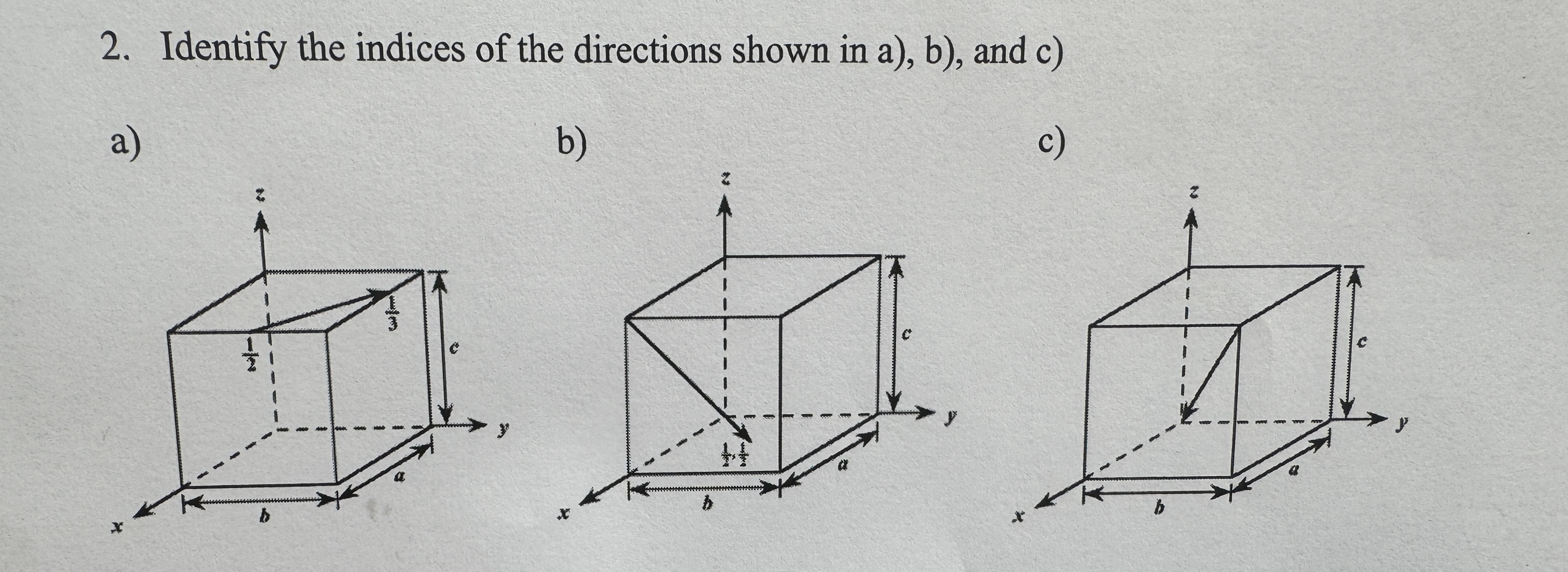Solved Identify the indices of the directions shown in a), | Chegg.com