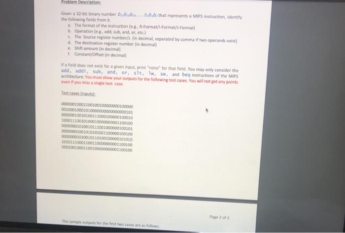 Problem Description: Given a 32-bit binary number bb | Chegg.com