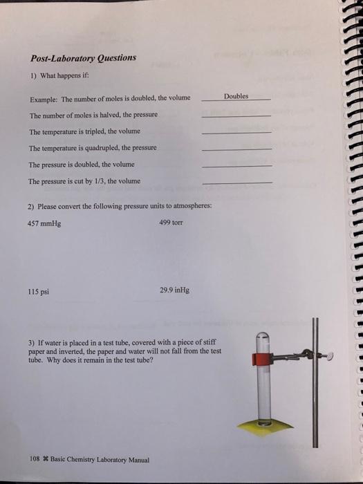 Solved Experiment 11 - Gas Laws Name Lab Section | Chegg.com