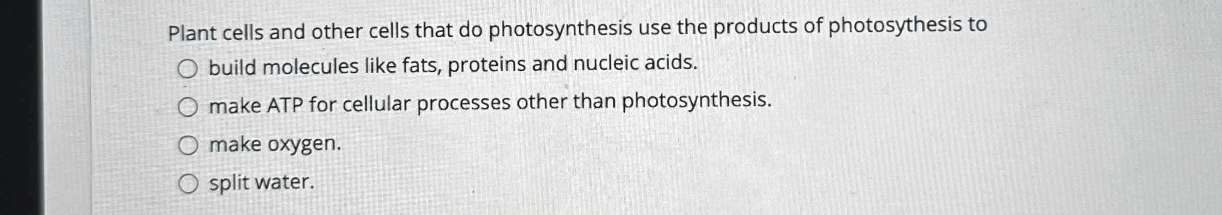 Solved Plant cells and other cells that do photosynthesis | Chegg.com