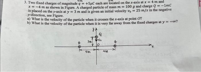Solved 3. Two fixed charges of magnitude q=+5μC each are | Chegg.com