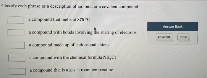 Solved classify each phase as a description of an ionic or | Chegg.com