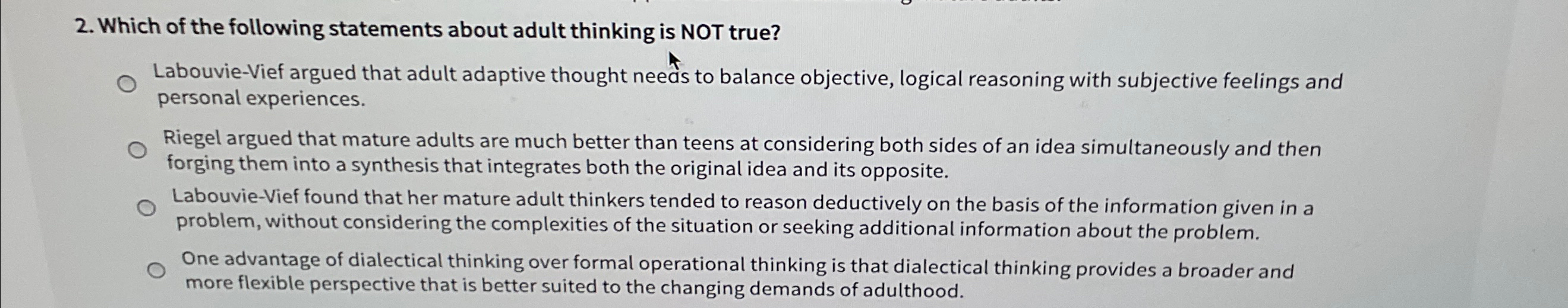 Solved Which of the following statements about adult | Chegg.com
