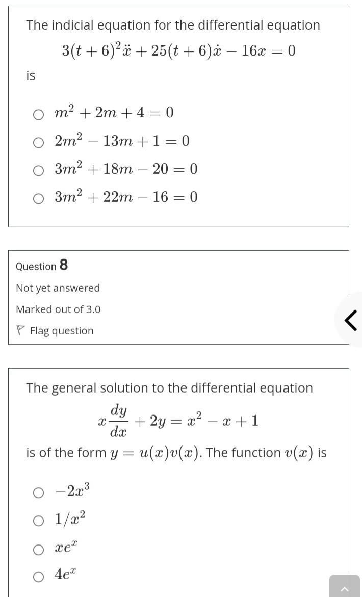 Solved The indicial equation for the differential equation | Chegg.com