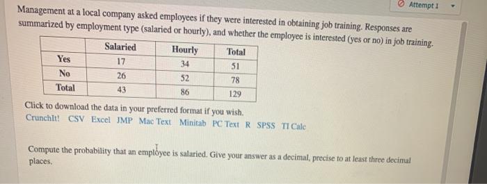 Solved Compute the probability that an employee is salaried. | Chegg.com