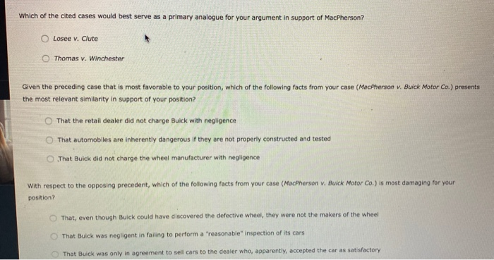 Preceding Cases Losee v. Clute Thomas v. Winchester | Chegg.com