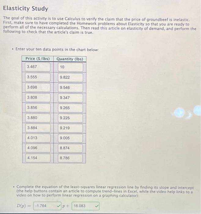 Solved Elasticity Study The goal of this activity is to use | Chegg.com