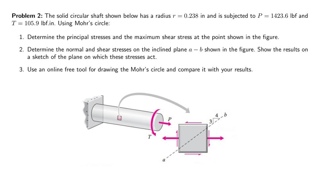 Solved Problem 2: The solid circular shaft shown below has a | Chegg.com
