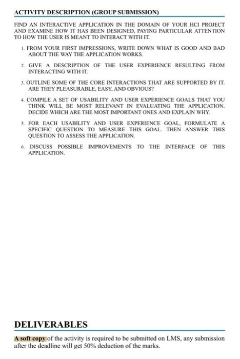 Solved ACTIVITY DESCRIPTION (GROUP SUBMISSION) FIND AN | Chegg.com