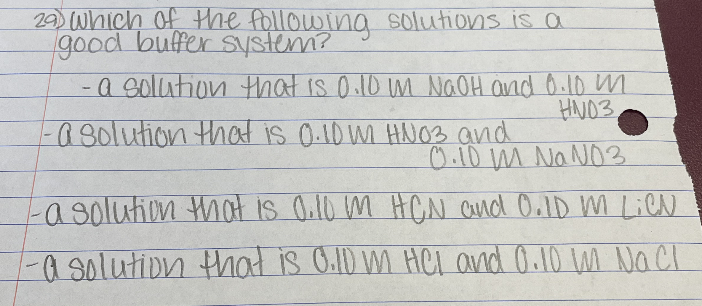 Solved Which of the following solutions is a good buffer | Chegg.com