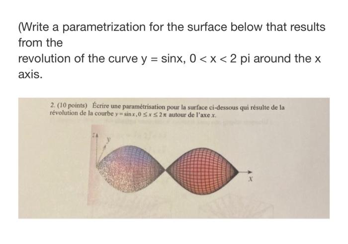Solved (Write a parametrization for the surface below that | Chegg.com