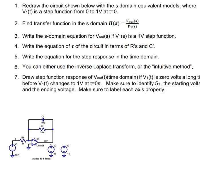 Solved 1. Redraw the circuit shown below with the s domain | Chegg.com