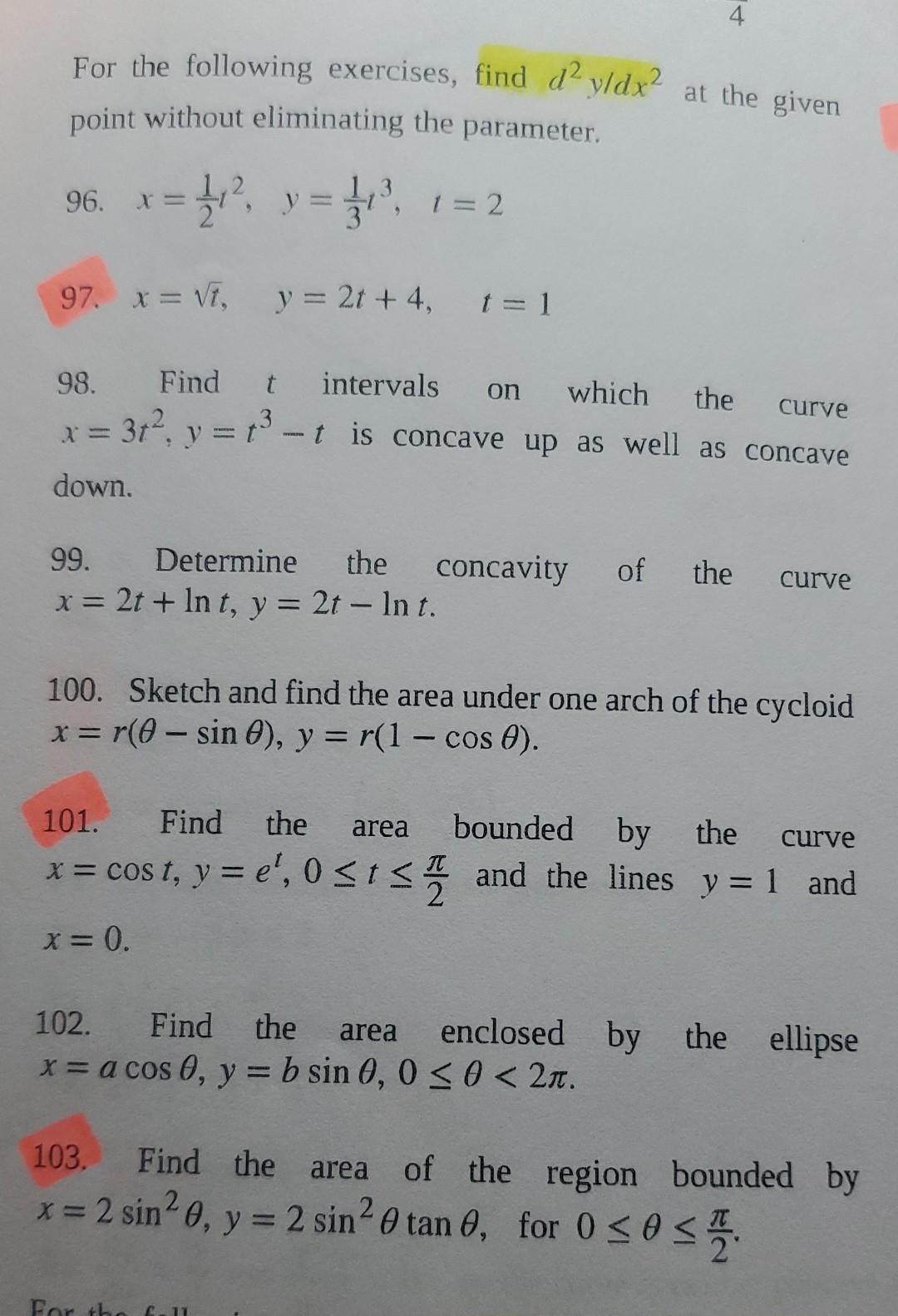 Solved For the following exercises, find d2y/dx2 at the | Chegg.com