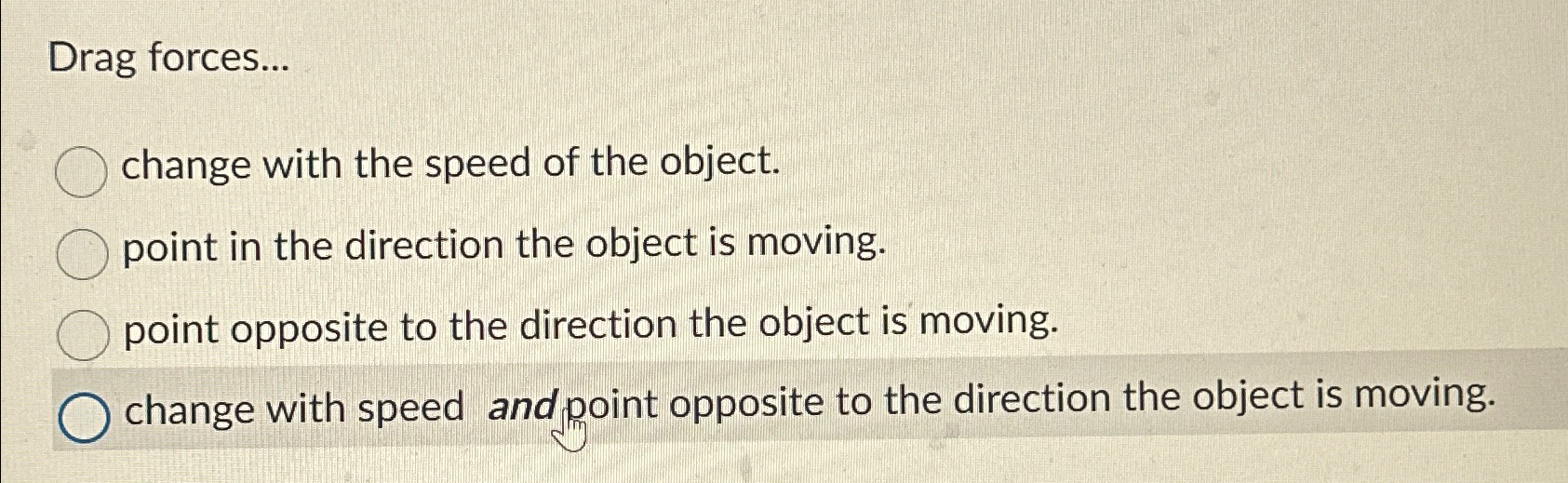 Solved Drag forces...change with the speed of the | Chegg.com