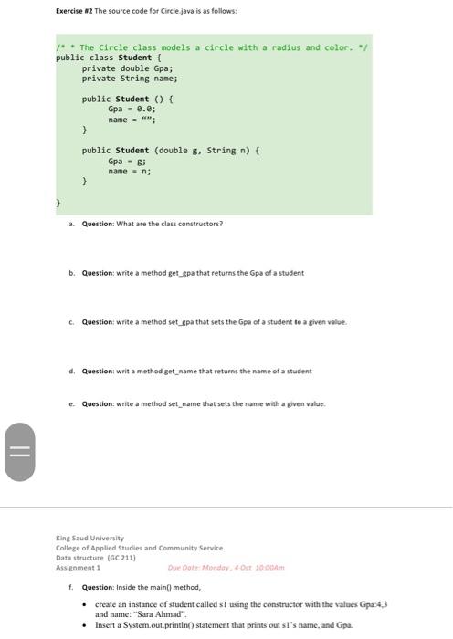 Solved Exercise 12 The source code for Circle.java is as | Chegg.com