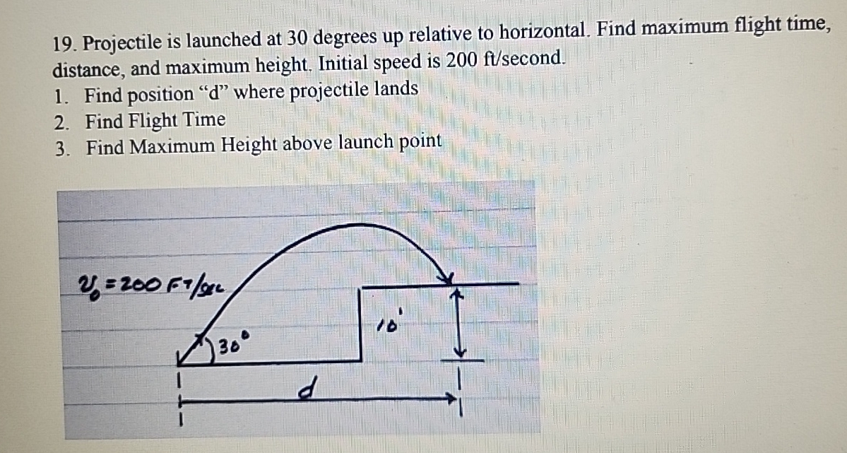 Solved Projectile is launched at 30 ﻿degrees up relative to | Chegg.com