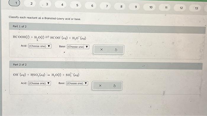 Solved Classify each reactant as' a Bronsted-Lowry acid or | Chegg.com