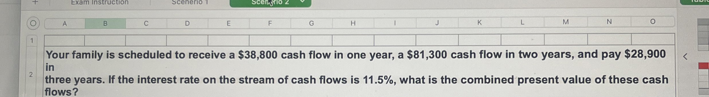 Solved ABCDEFGH1KLMN01Your family is scheduled to receive a | Chegg.com