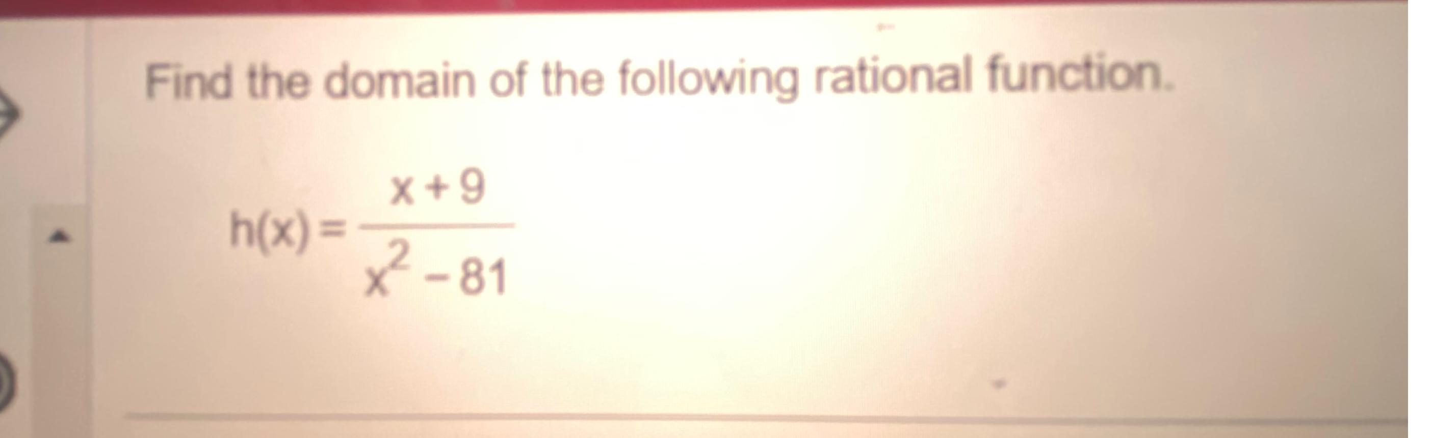 Solved Find the domain of the following rational | Chegg.com