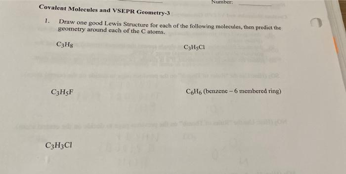Solved Number: Covalent Molecules and VSEPR Geometry-3 1. | Chegg.com